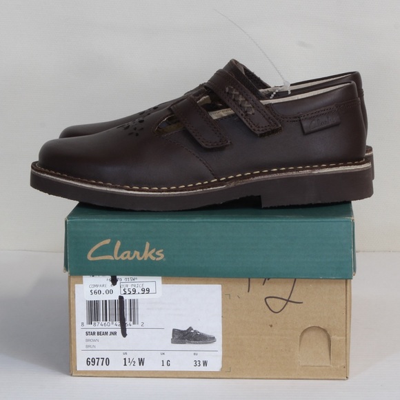 Clarks | Shoes | Clarks Brown Star Beam Flats Girls Leather Mary Janes ...